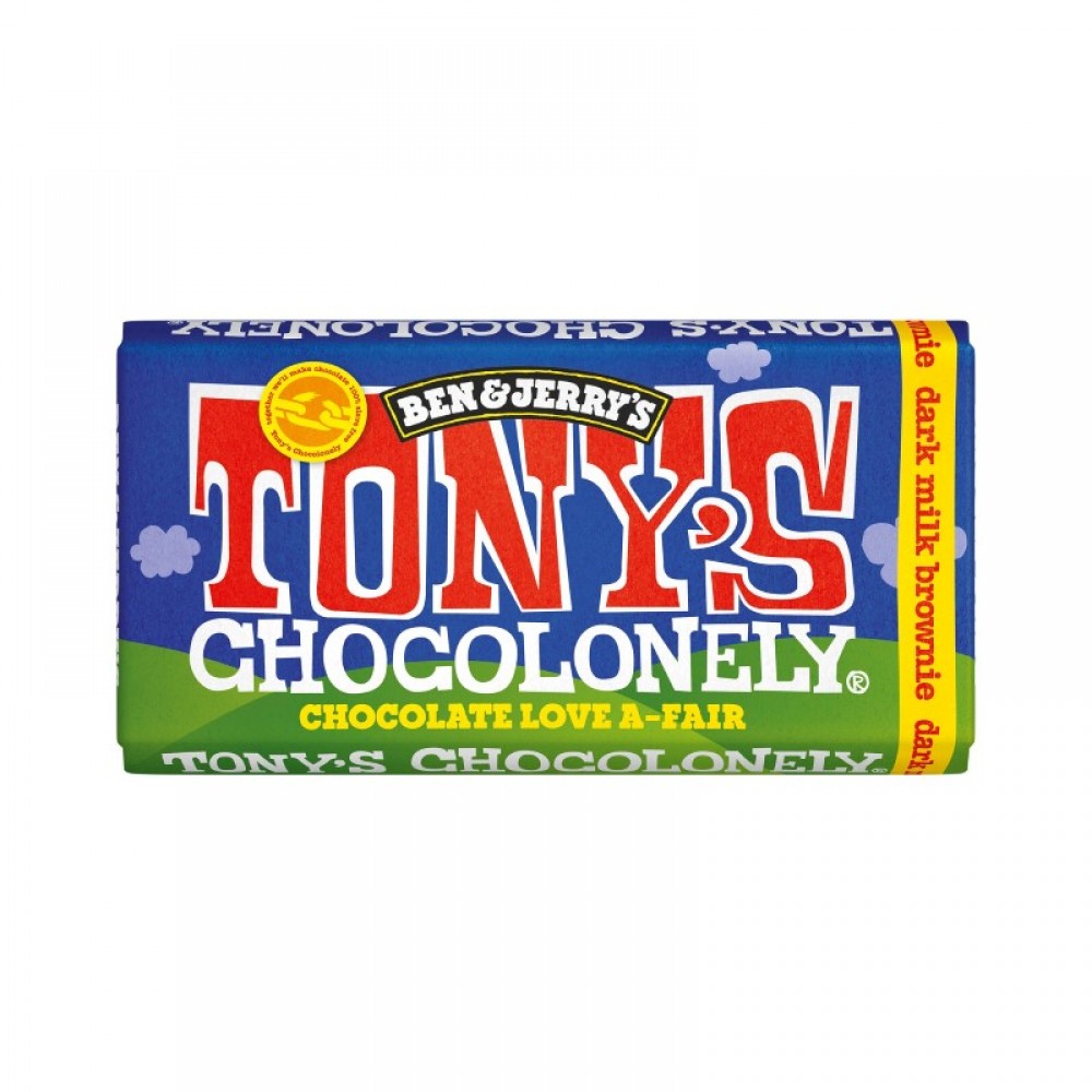 Tony's Chocolonely Ben & Jerrys Bar - Dark Milk Chocolate Fudge Brownie ...